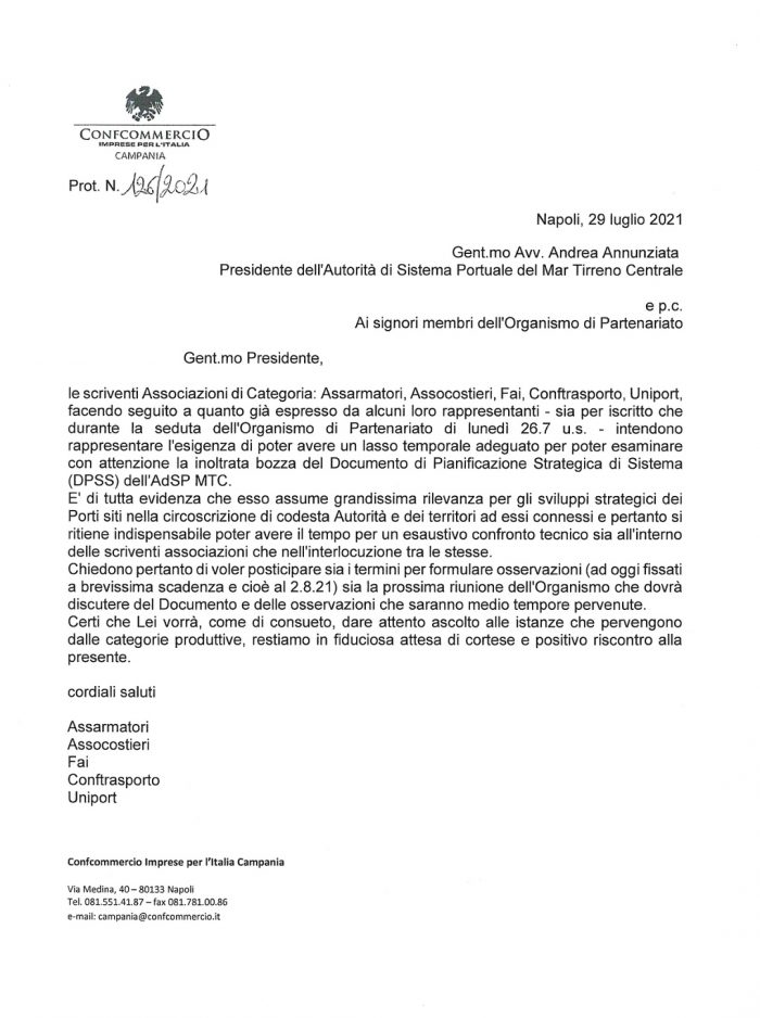 Confcommercio Campania | Lettera delle associazioni di categoria ... Confcommercio Campania | Lettera delle associazioni di categoria ...